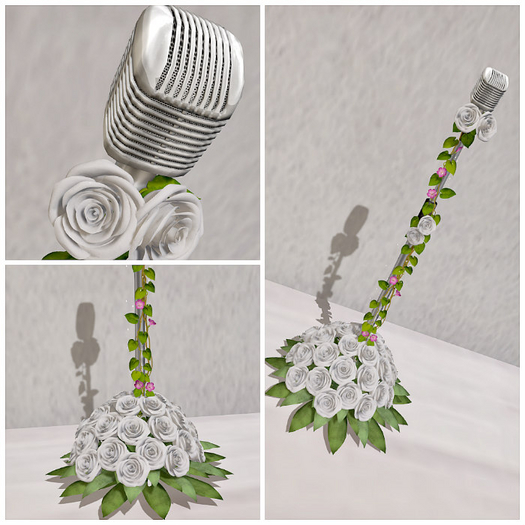 Second Life Marketplace - [WP] Wedding Retro Microphone - White roses 2